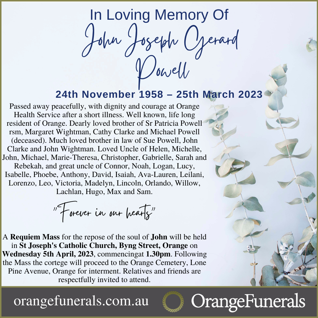 John Joseph Gerard Powell | Orange Funerals