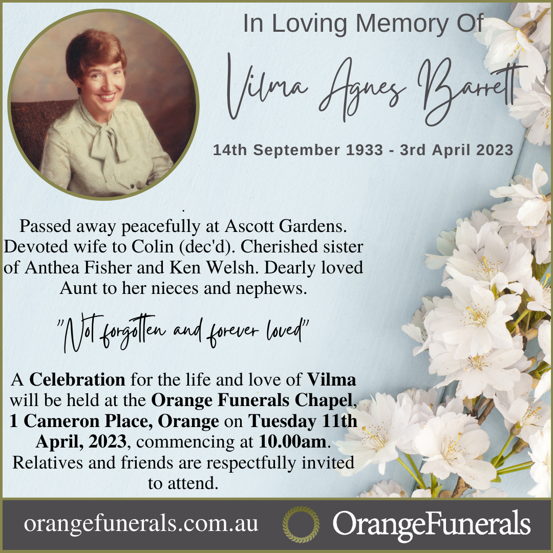 Vilma Agnes Barrett | Orange Funerals