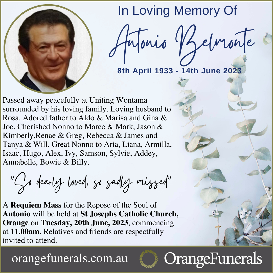 Current Funerals | Orange Funerals