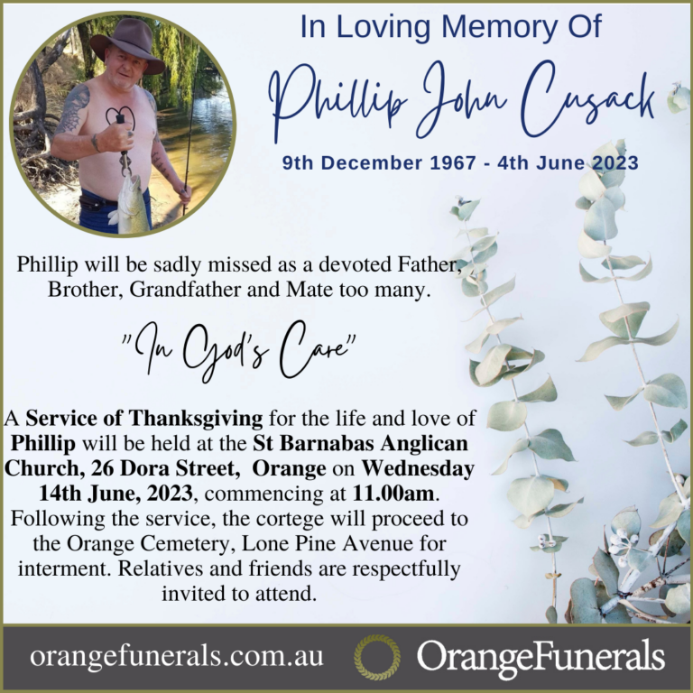 Phillip John Cusack | Orange Funerals