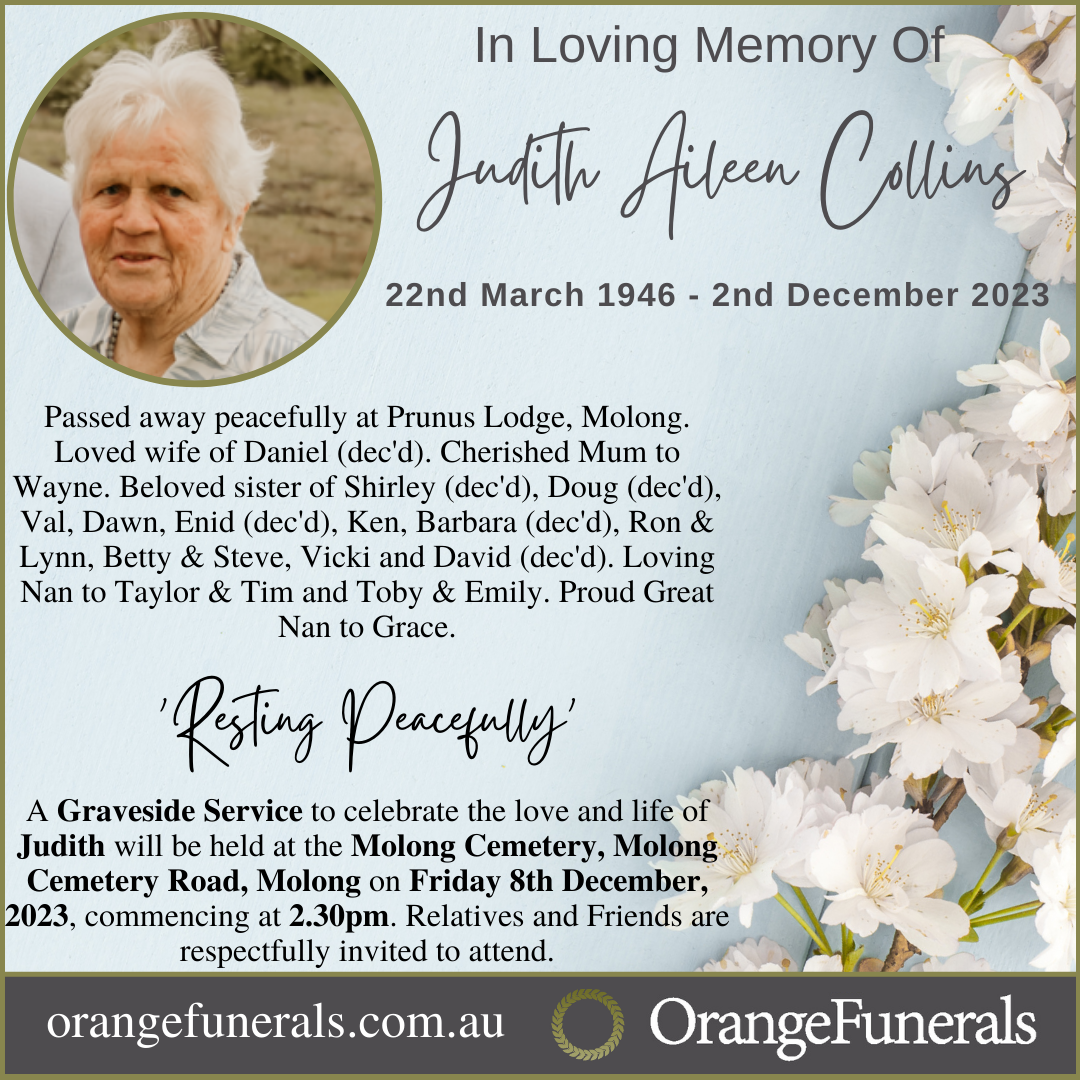 Judith Aileen Collins | Orange Funerals
