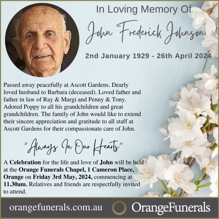 Current Funerals | Orange Funerals