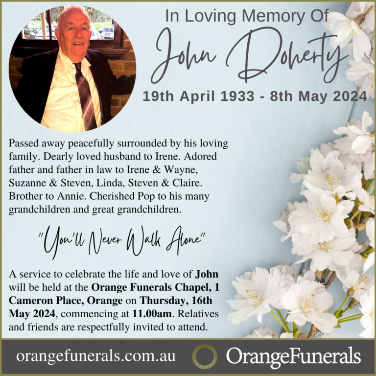 Current Funerals | Orange Funerals