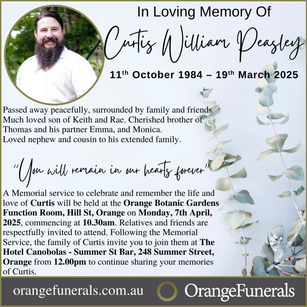 Curtis William Peasley | Orange Funerals