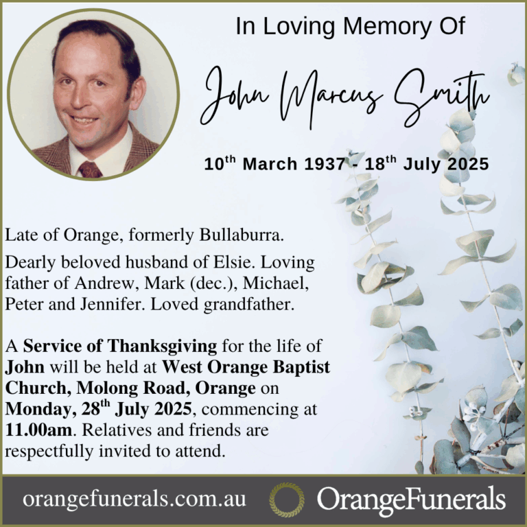 John Marcus Smith | Orange Funerals